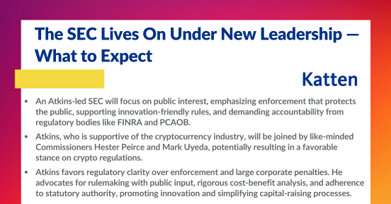 The SEC Lives On Under New Leadership — What to Expect | Katten Muchin ...